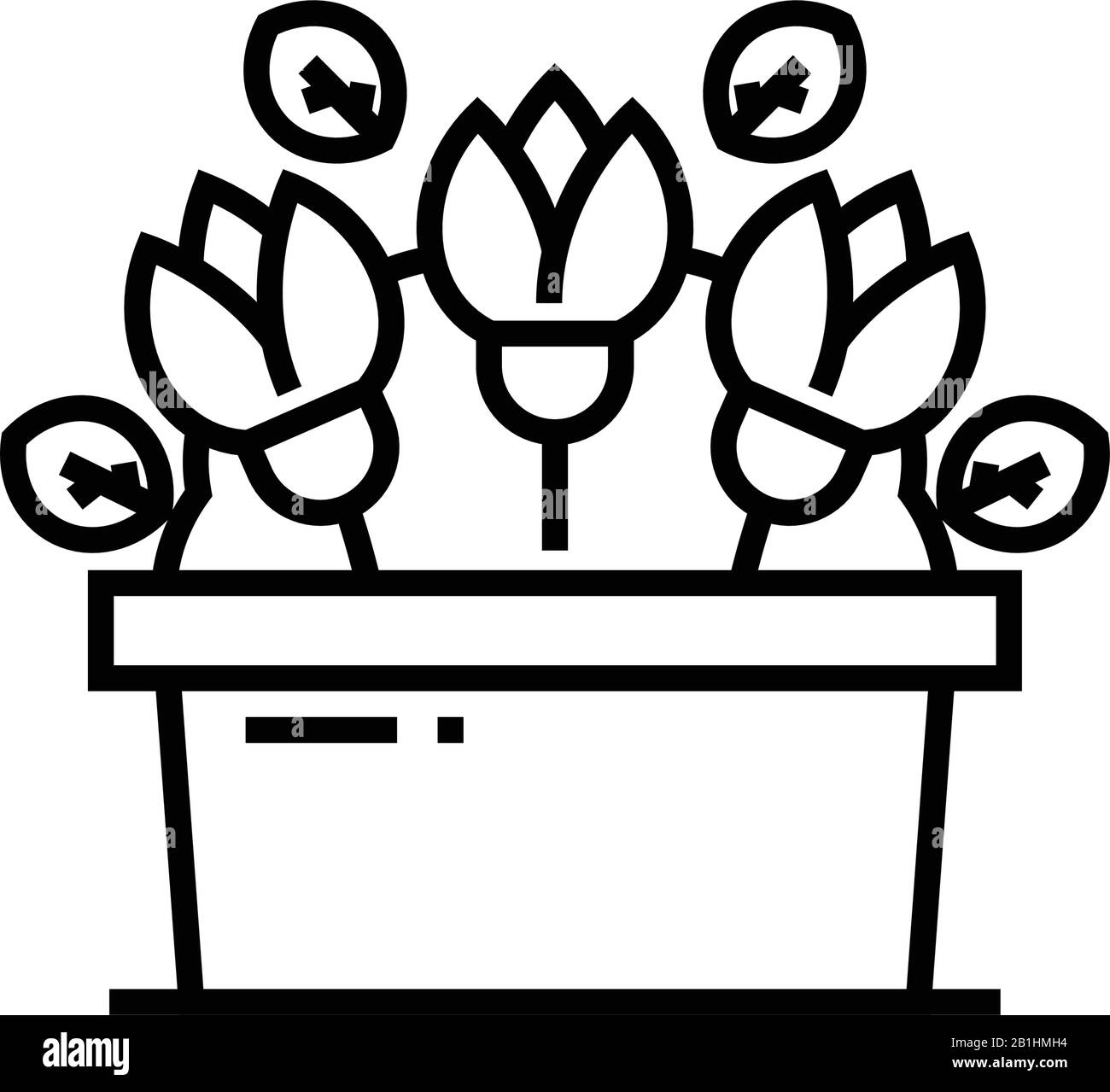 Garden flowers line icon, concept sign, outline vector illustration ...