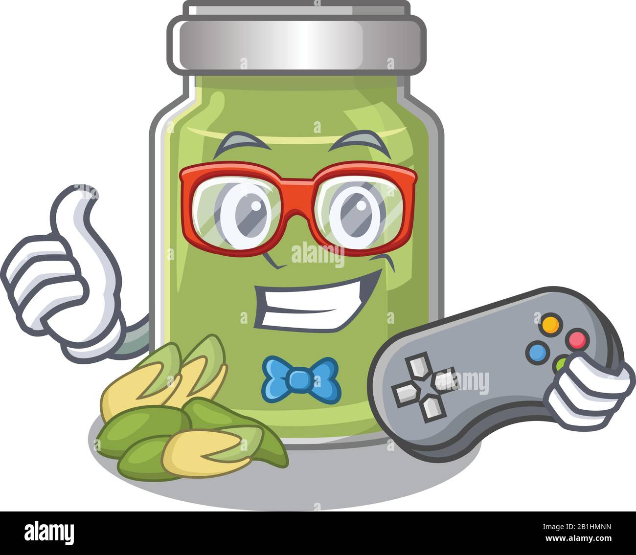 Smiley gamer pistachio butter cartoon mascot style Stock Vector Image ...