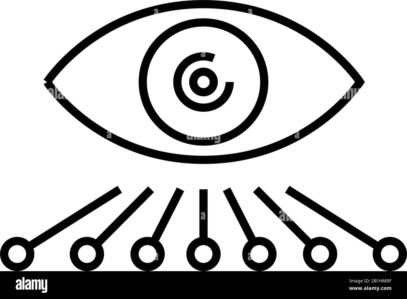 Following eye line icon, concept sign, outline vector illustration ...