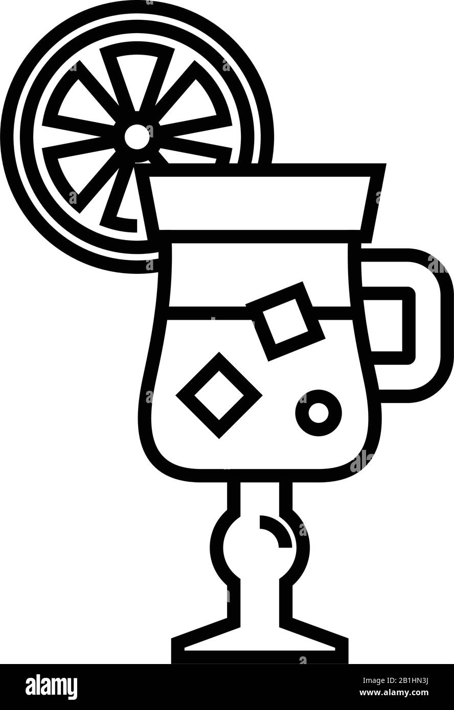 Exotic cocktail line icon, concept sign, outline vector illustration ...