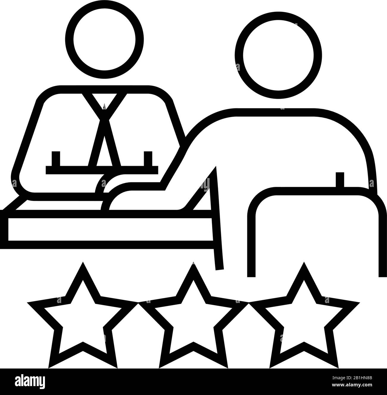 Evaluating work line icon, concept sign, outline vector illustration ...