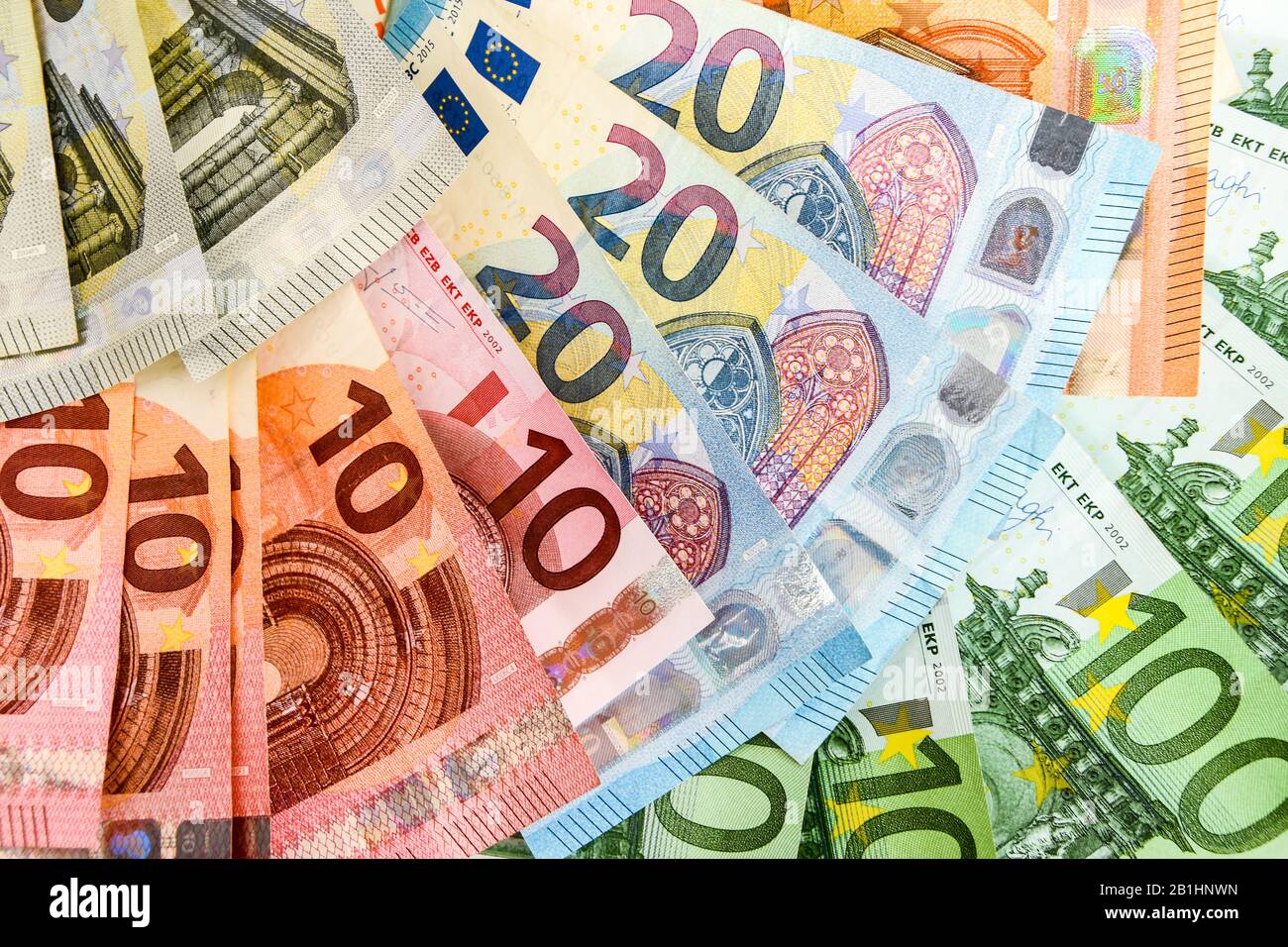 pile of paper euro banknotes as part of the united country's payment ...