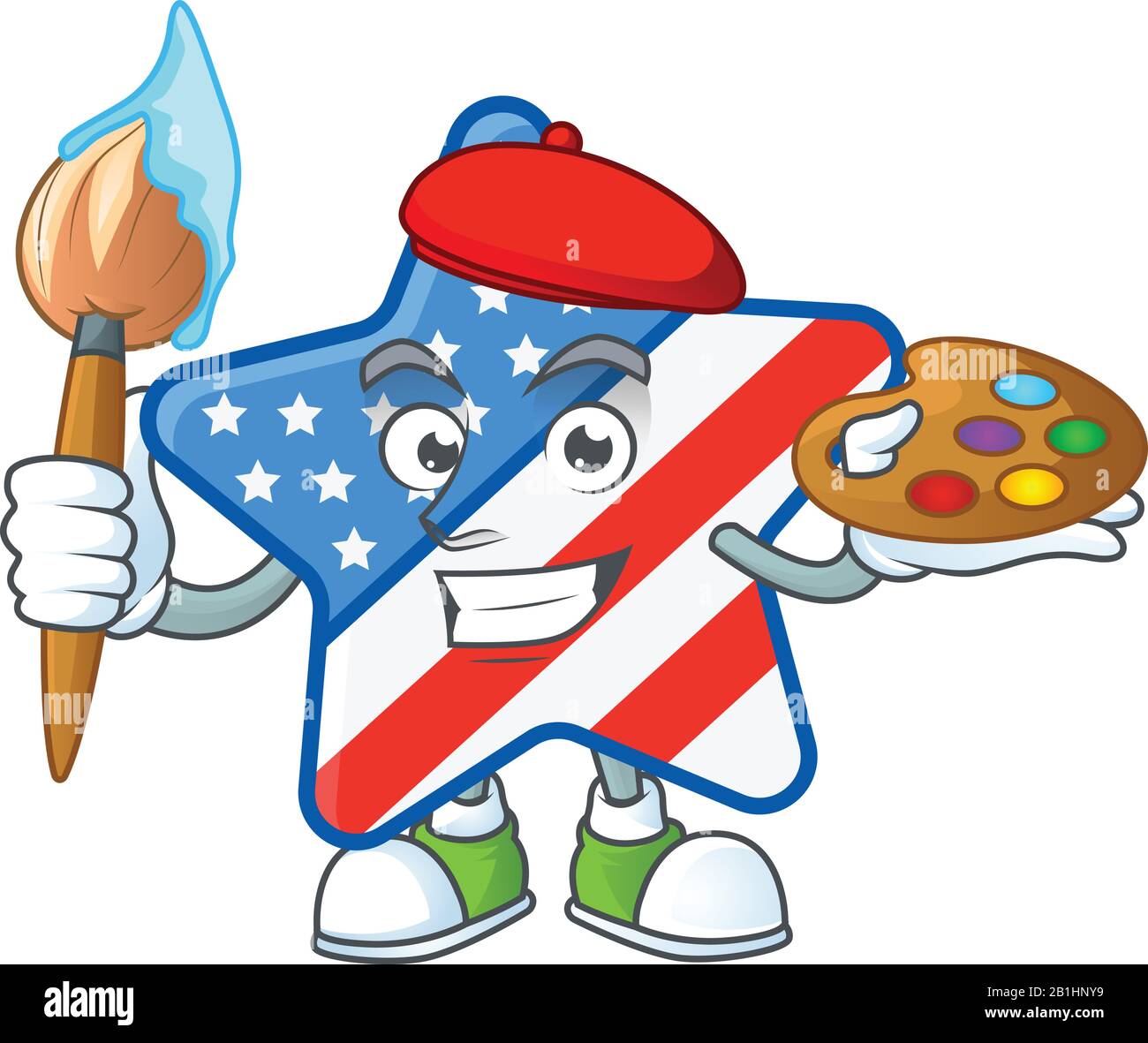 An elegant USA star painter mascot icon with brush Stock Vector Image ...