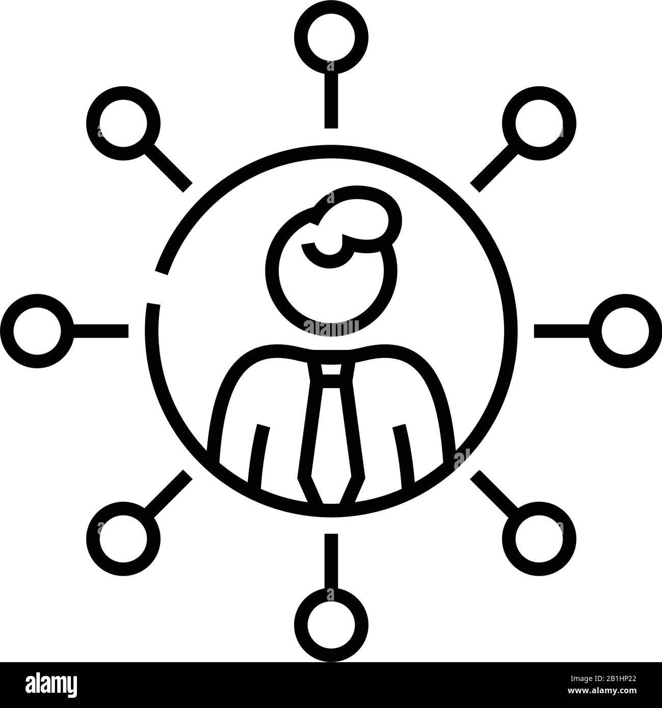 Employee communication line icon, concept sign, outline vector ...