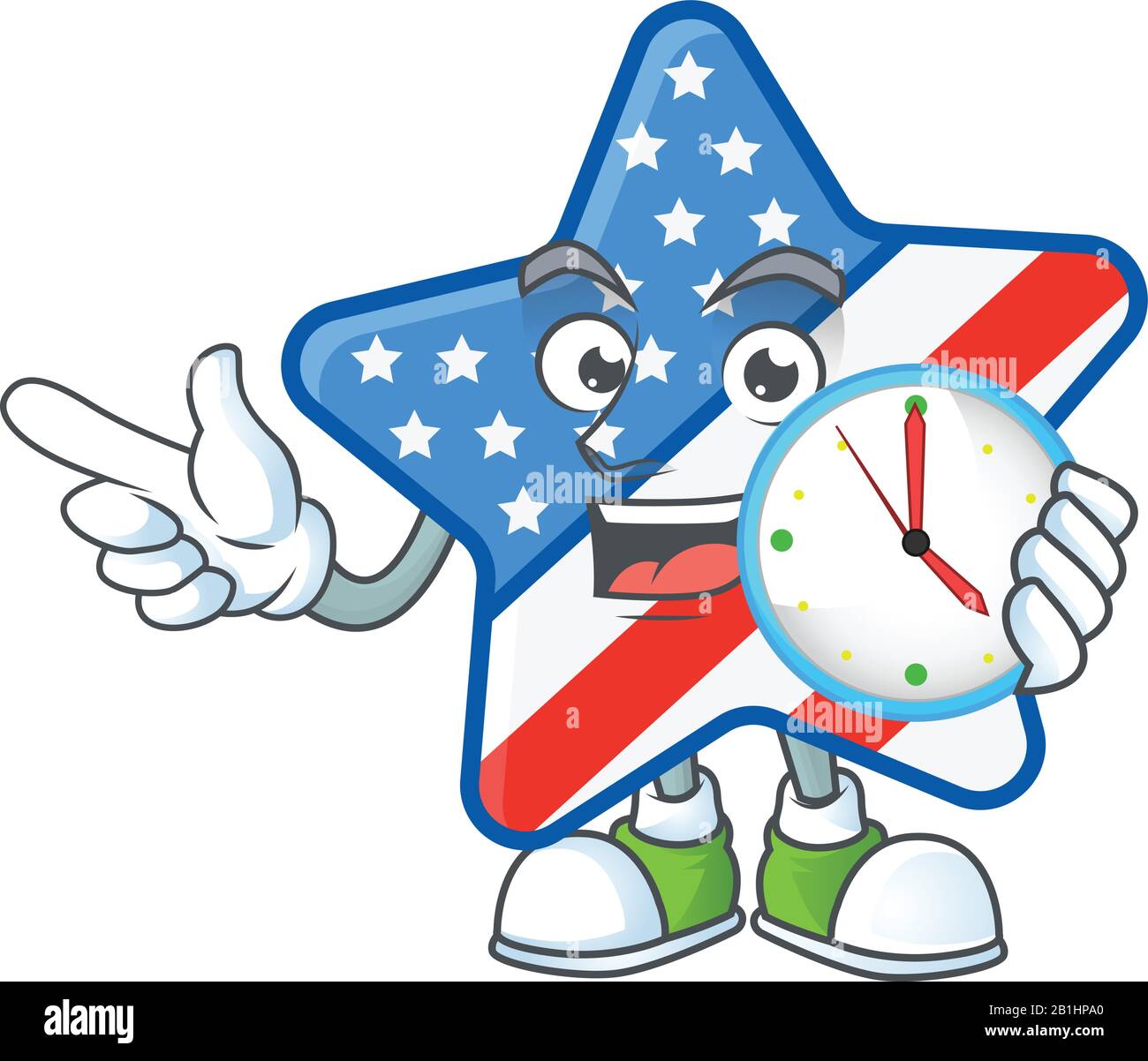 USA star cartoon character style with a clock Stock Vector Image & Art ...