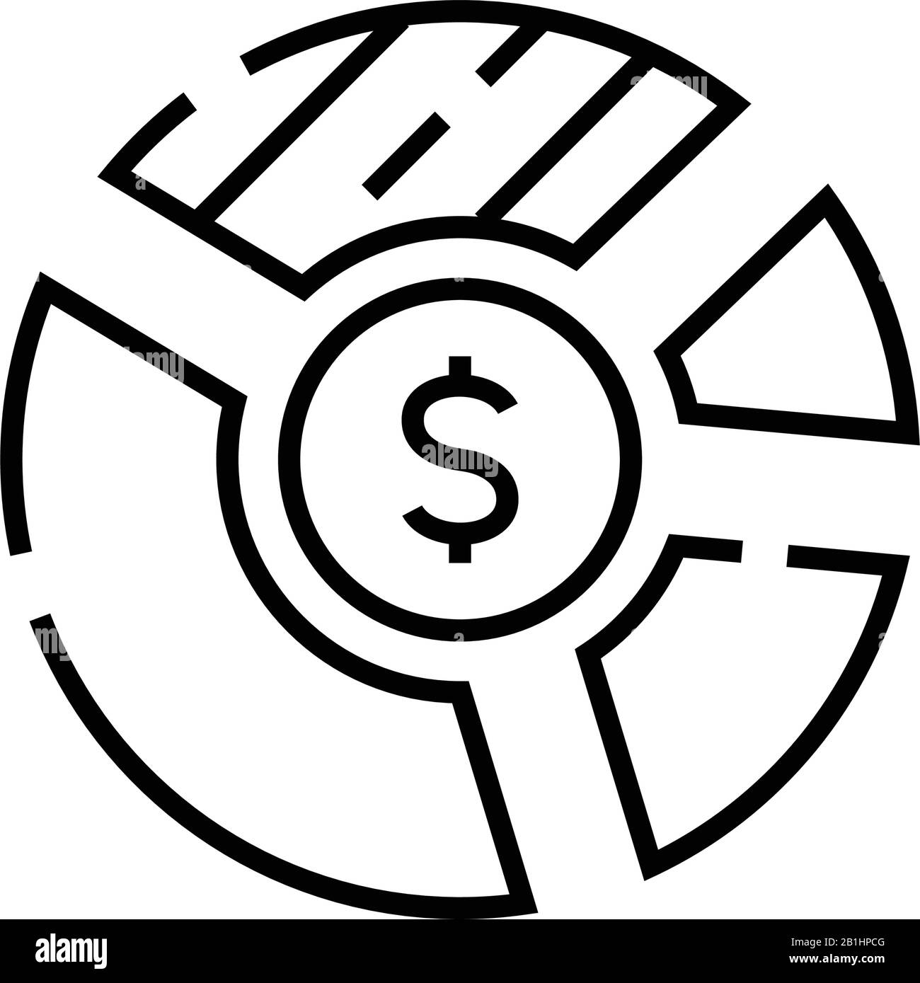 Financial chart line icon, concept sign, outline vector illustration ...