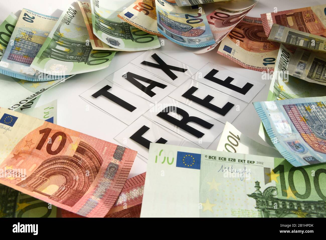 Euro Money Frame with Tax Free word inside on white background Stock ...
