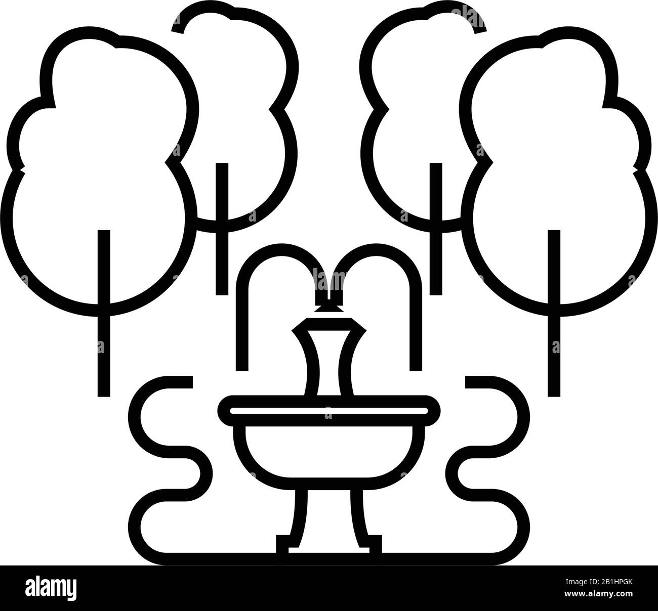 Fountain design line icon, concept sign, outline vector illustration ...