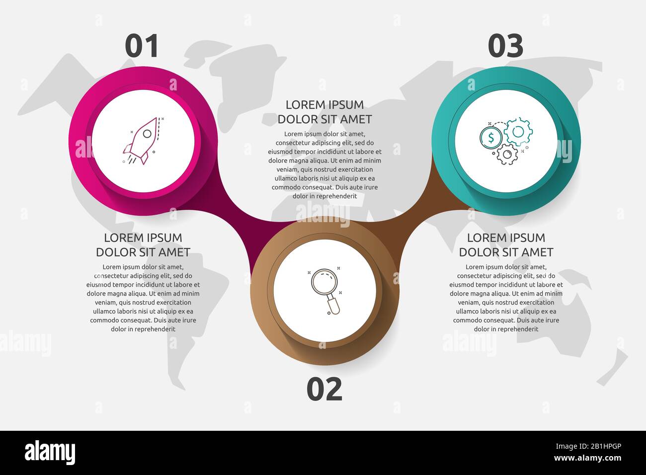 Vector template circle infographics. Business concept with 3 options and parts. Three steps for ...