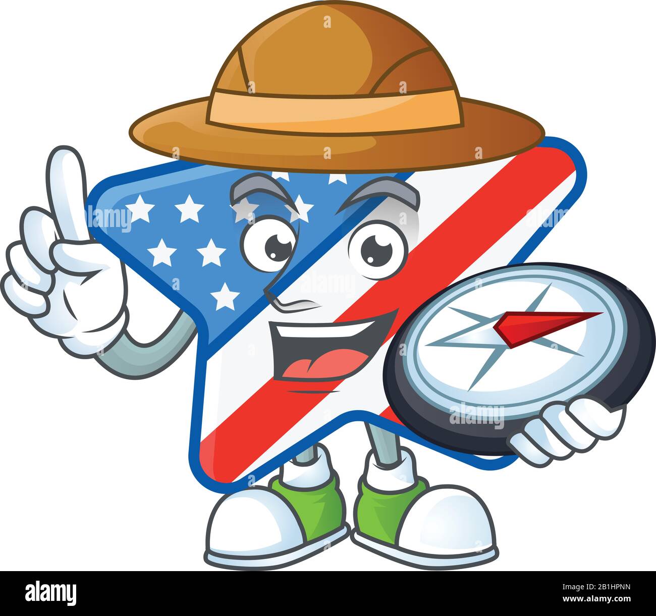 A USA star explorer cartoon design having a compass Stock Vector Image ...