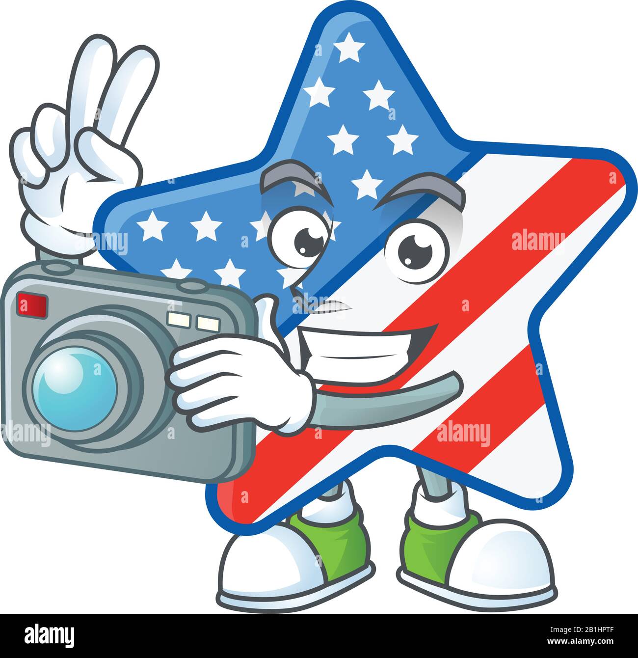 A USA star Photographer cartoon character in action with a camera Stock ...