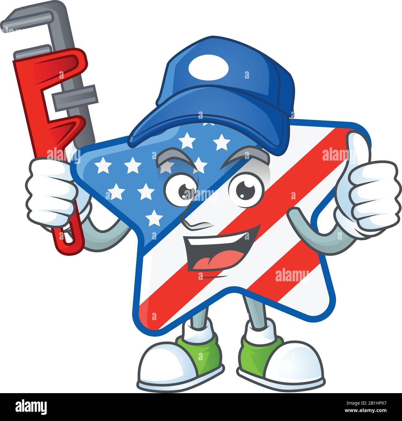 Smiley Plumber USA star on mascot picture style Stock Vector Image ...