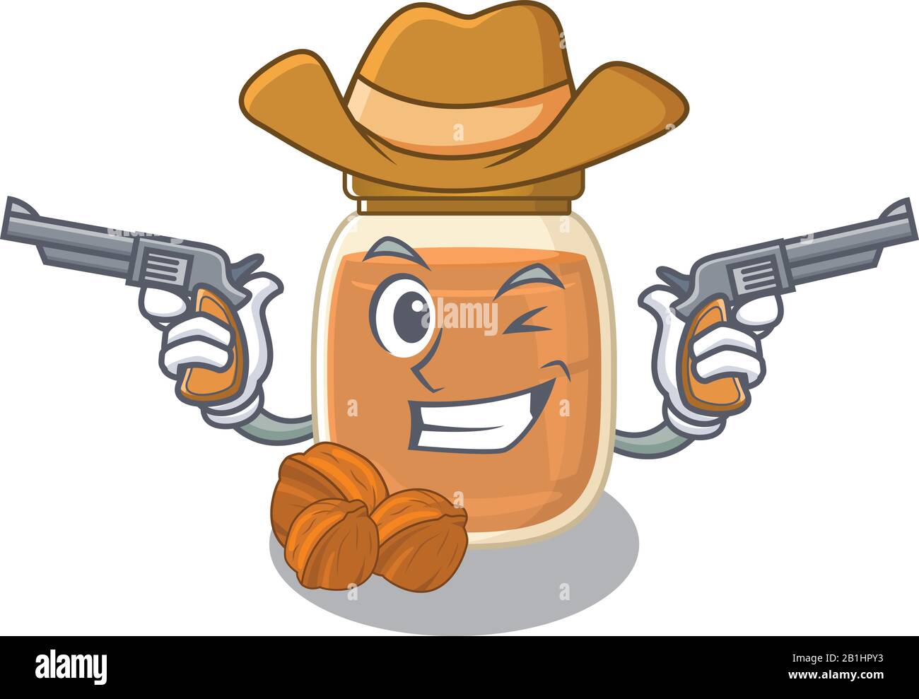 Walnut butter Cowboy cartoon concept having guns Stock Vector Image ...