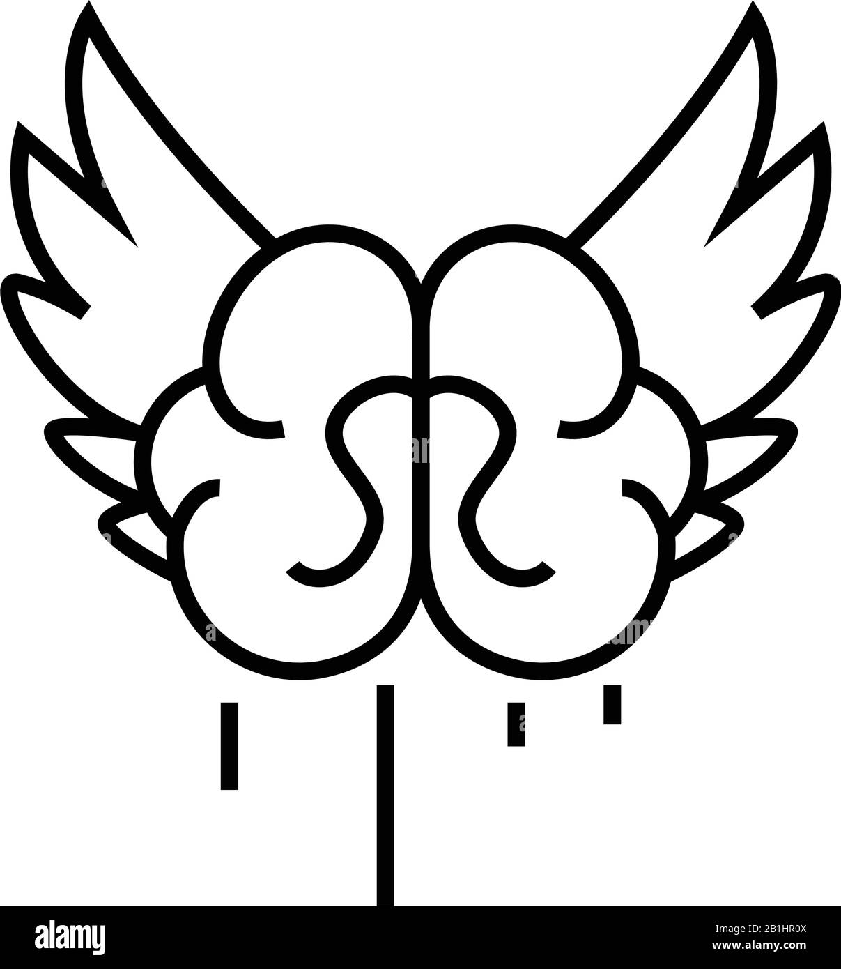 Flying mind line icon, concept sign, outline vector illustration ...