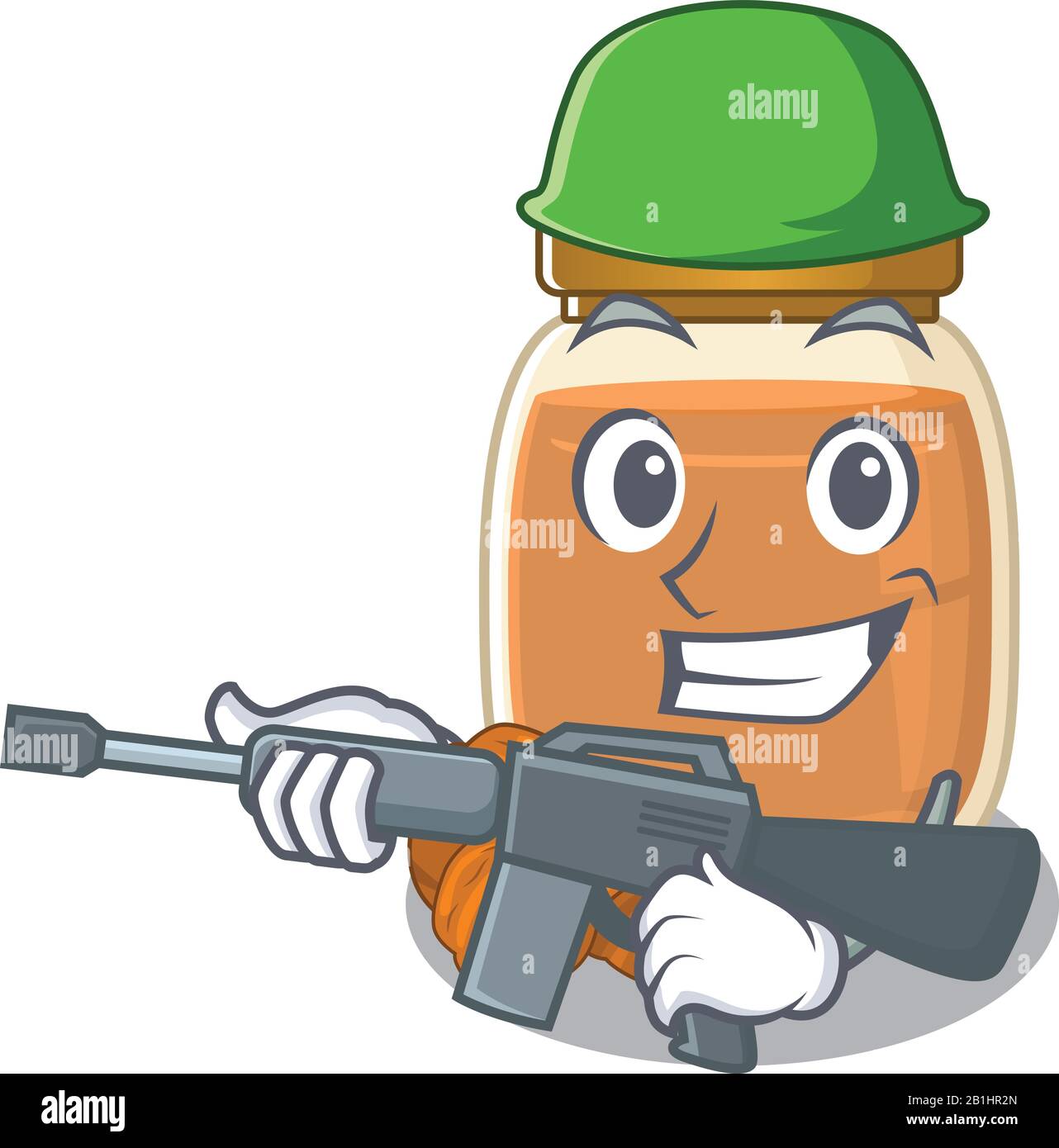 A cute picture of walnut butter Army with machine gun Stock Vector ...