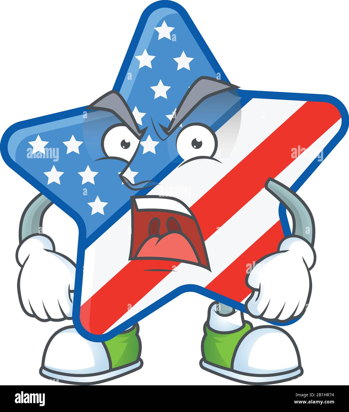 USA star cartoon character design with angry face Stock Vector Image ...