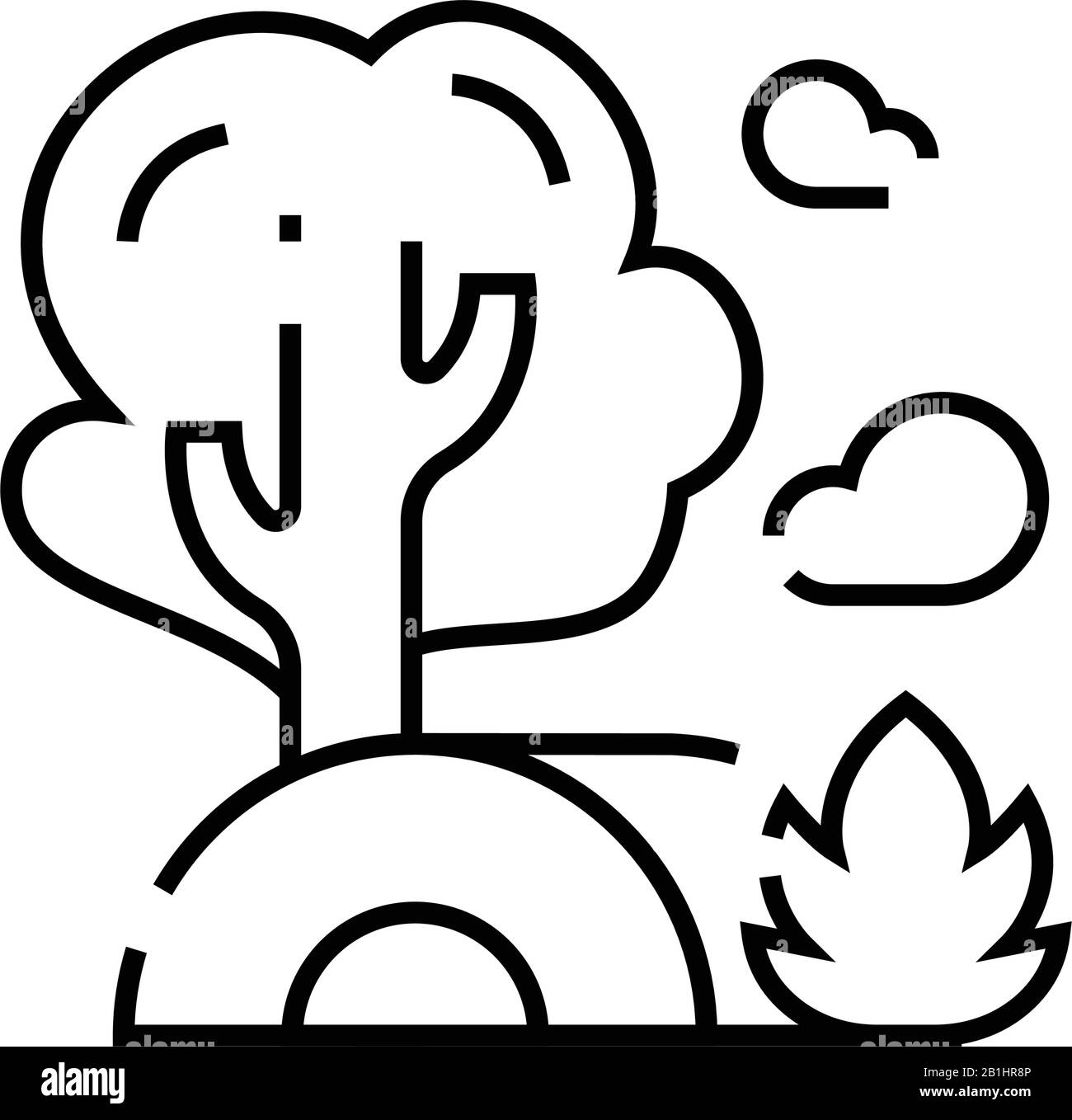 Forest camping line icon, concept sign, outline vector illustration ...