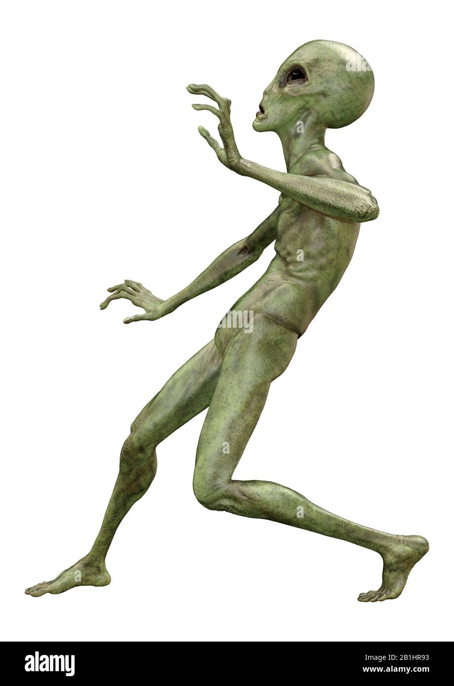 3D rendering of a green alien isolated on white background Stock Photo ...
