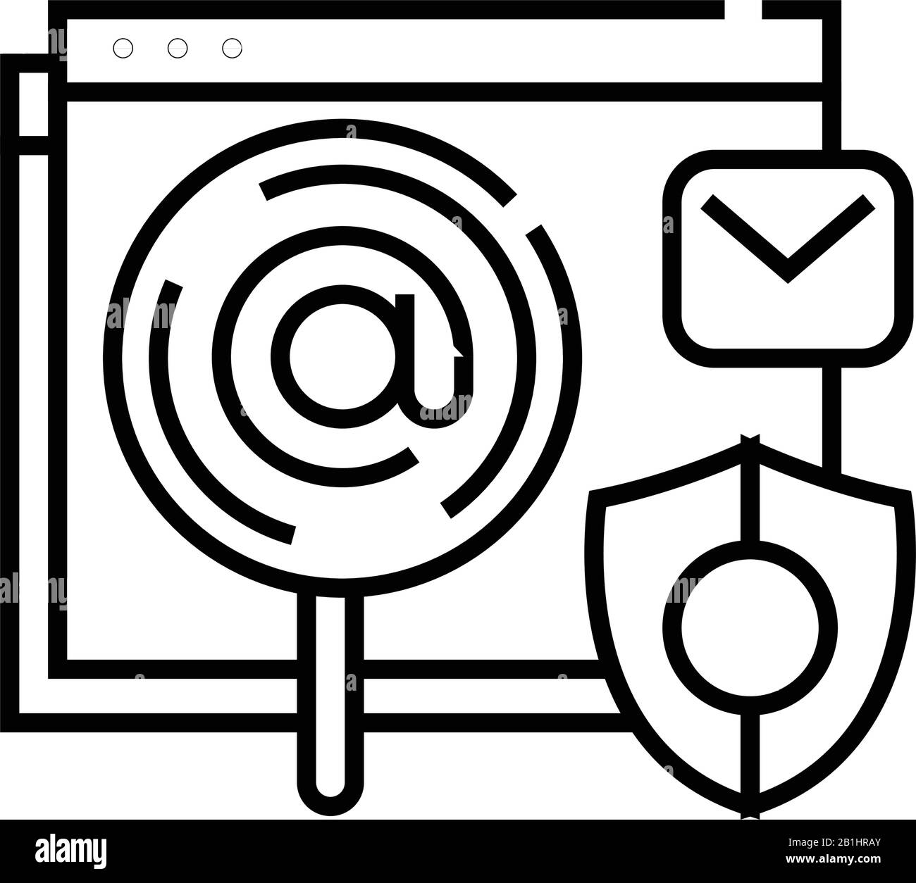 Email protection line icon, concept sign, outline vector illustration ...