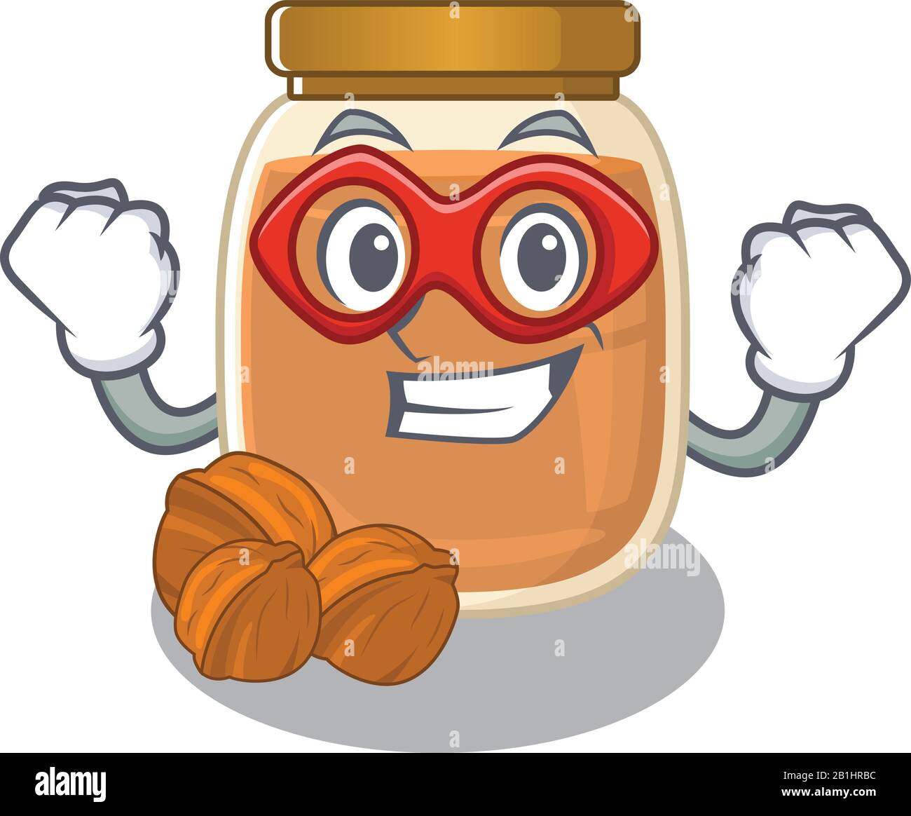 A cartoon concept of walnut butter performed as a Super hero Stock ...