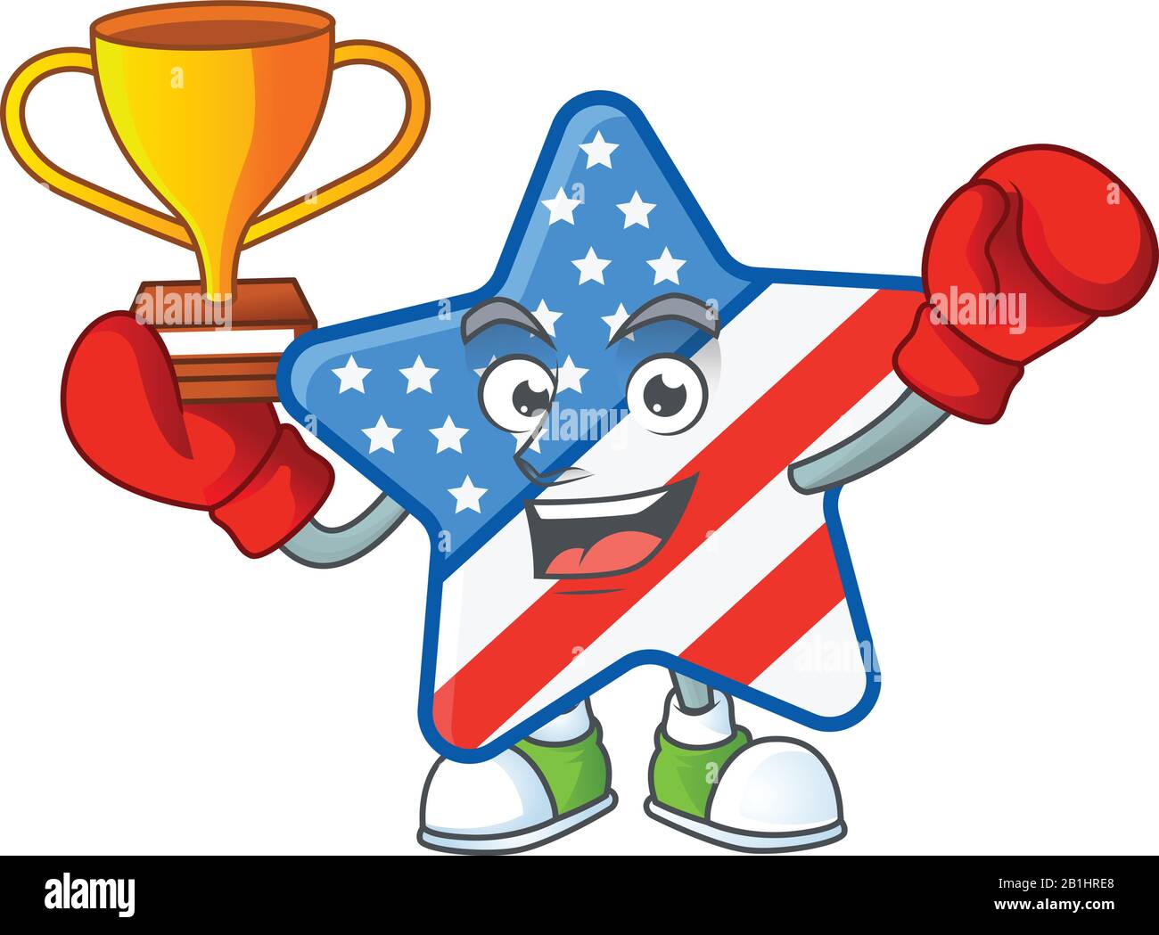 Super cool Boxing winner of USA star in mascot cartoon design Stock ...