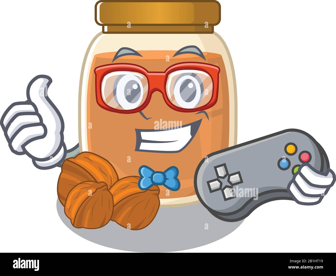 Smiley gamer walnut butter cartoon mascot style Stock Vector Image ...