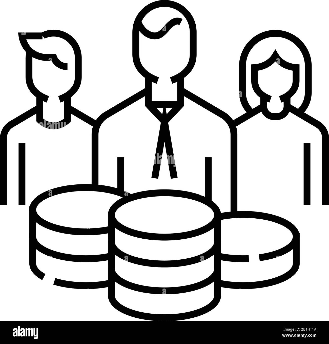 Earning money line icon, concept sign, outline vector illustration ...