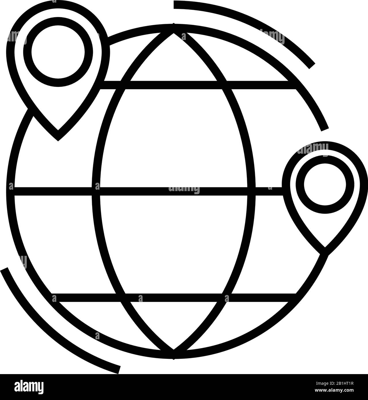 Earth destination line icon, concept sign, outline vector illustration ...