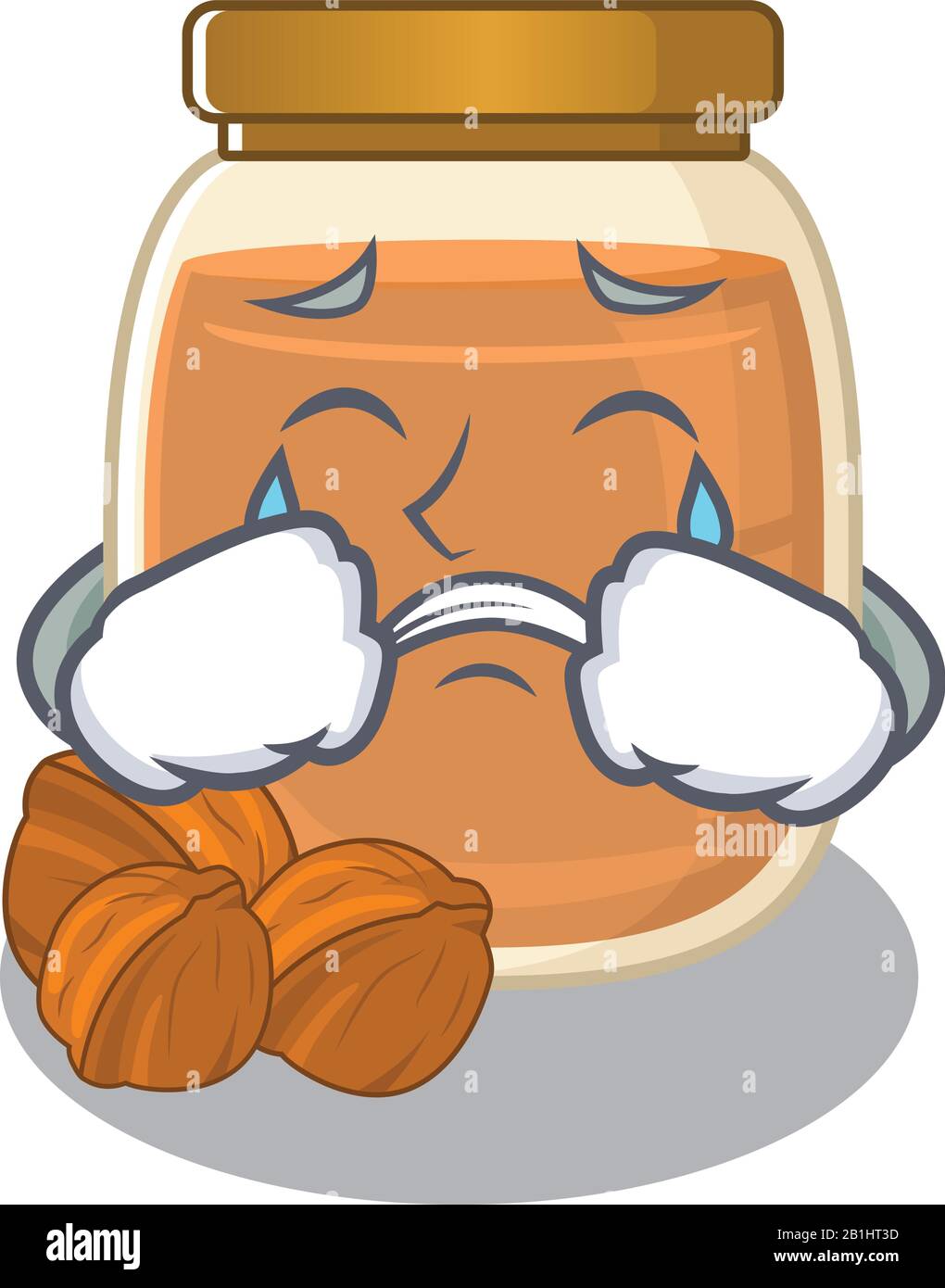 Walnut butter cartoon character concept with a sad face Stock Vector ...