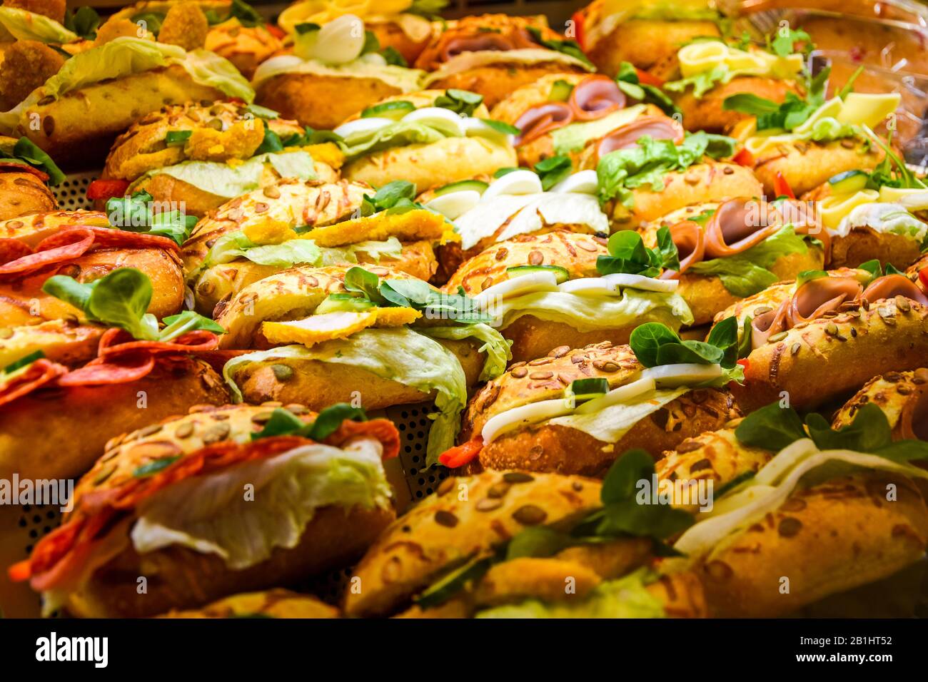 Food sandwiches in display window hi-res stock photography and images ...