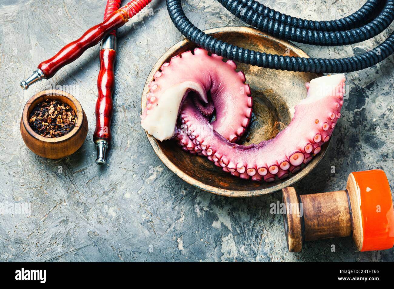 Oriental smoking shisha.Asian hookah tobacco.Octopus hookah tobacco ...