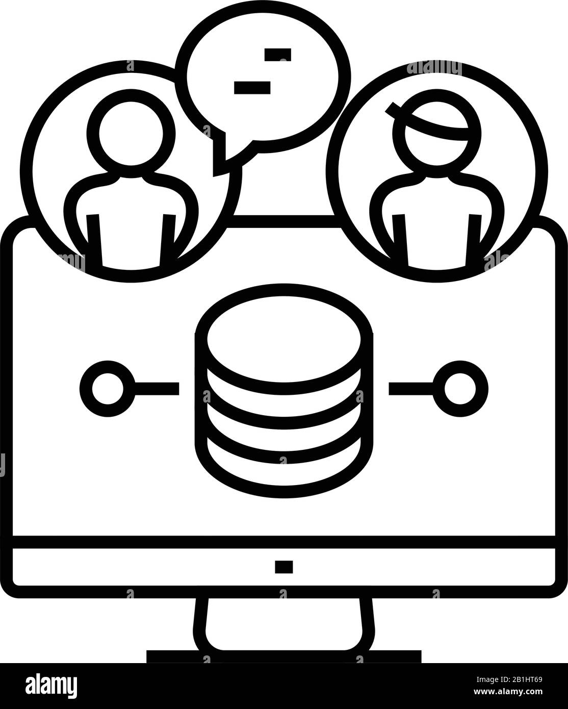Employees discussion line icon, concept sign, outline vector ...