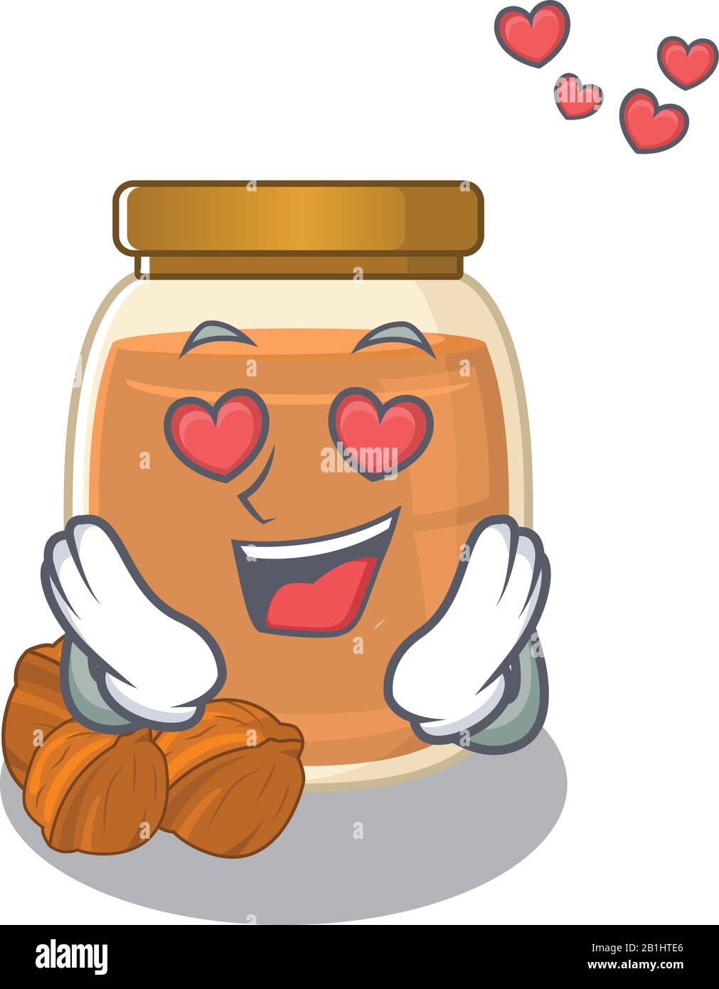 Romantic falling in love walnut butter cartoon character concept Stock ...
