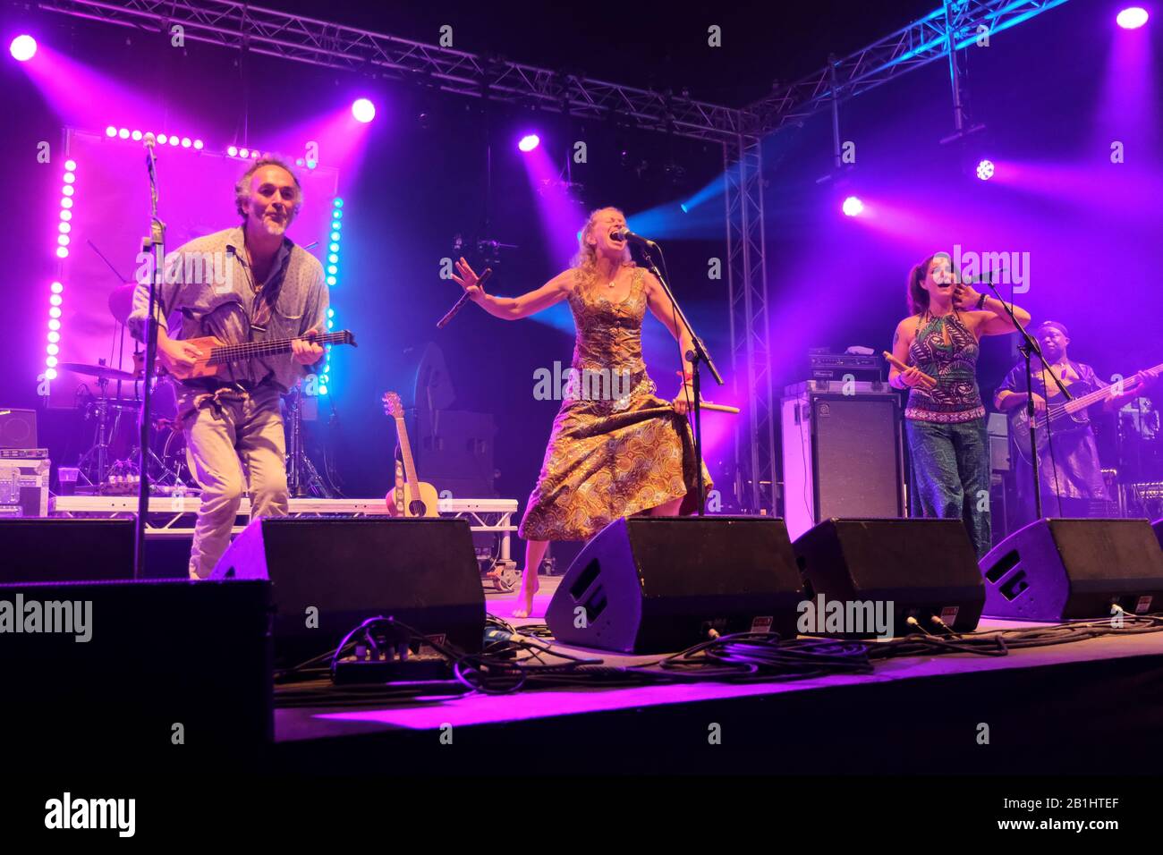 Baka Beyond performing at Wickham Festival, Hampshire, UK. August 2 ...