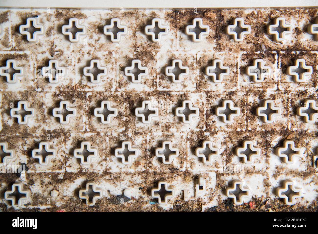 Dirty stain under the keypad of keyboard computer, unsightly and ...