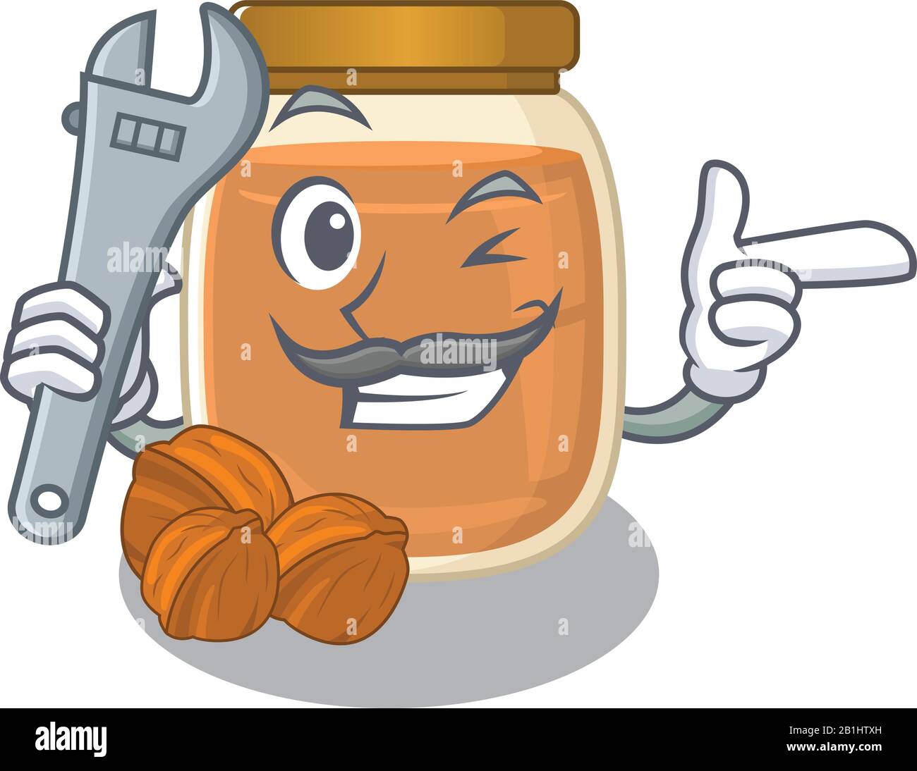 Smart Mechanic walnut butter cartoon character design Stock Vector ...