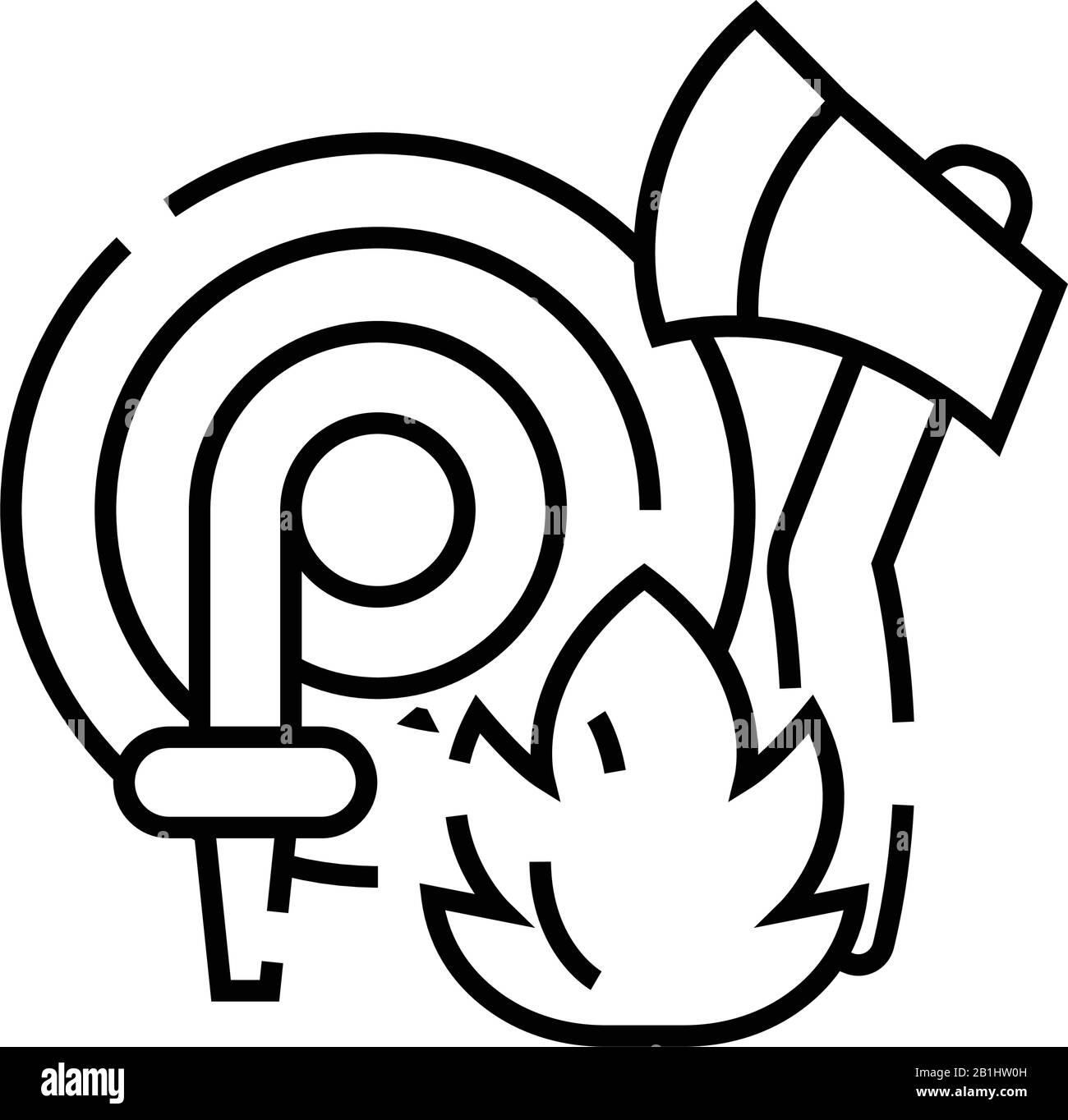 Firefighting line icon, concept sign, outline vector illustration ...