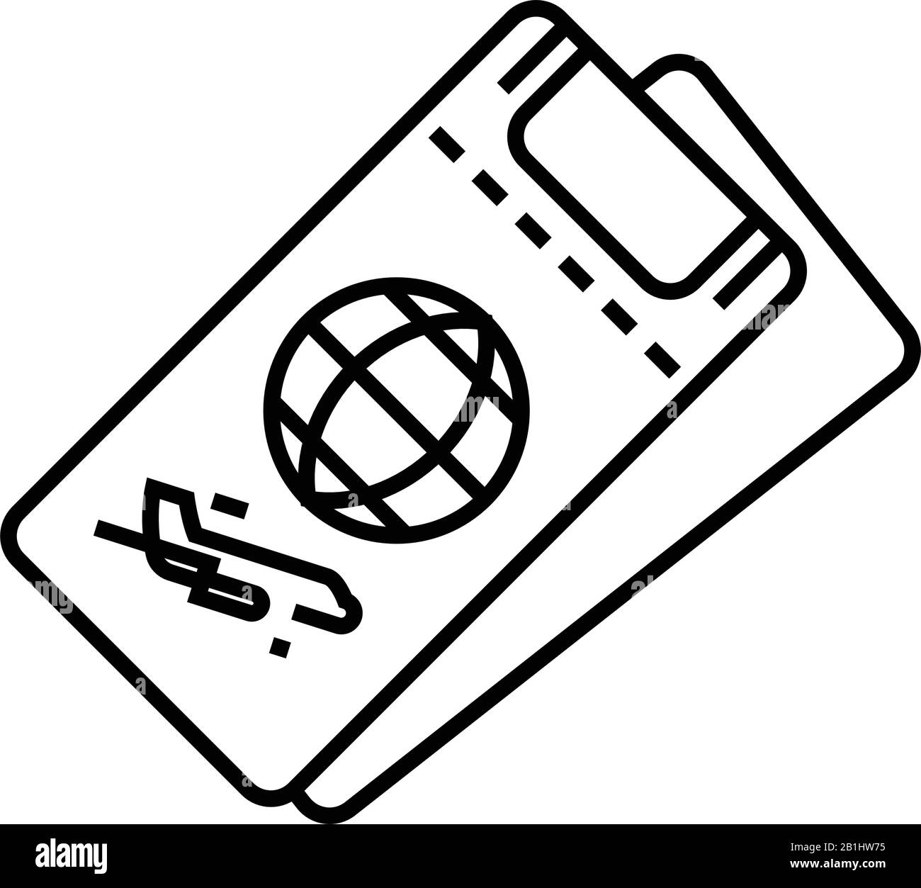 Flight ticket line icon, concept sign, outline vector illustration ...