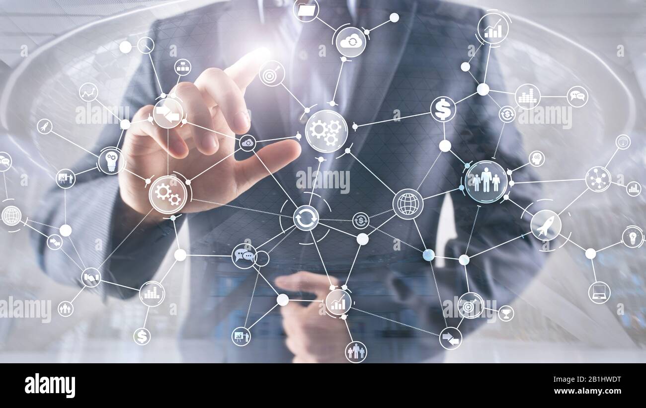 Business Process Structure Industrial Workflow Diagram Automation Innovation Concept On Virtual