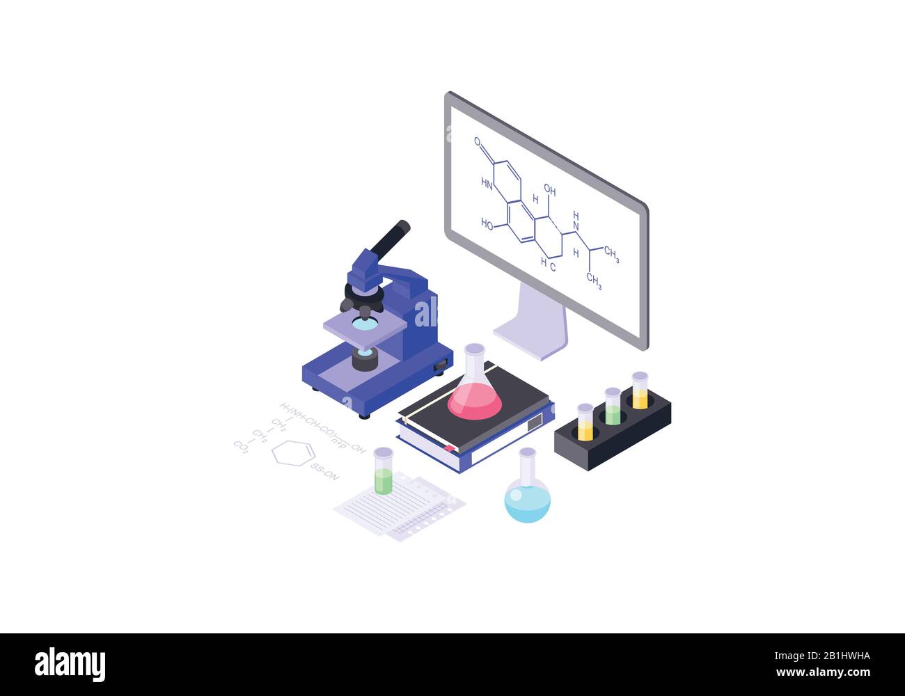 Microscope isometric color vector illustration Stock Vector Image & Art ...