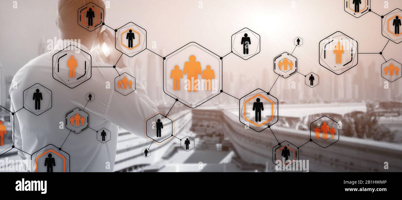 People icons Social network. Orange and black people icons Stock Photo ...