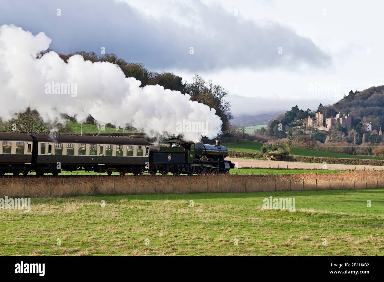 Steam locomotive 7822, Foxcote Manor pulling a train across Ker Moor ...