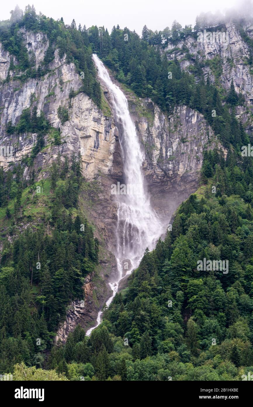 Oltschibachfall waterfall near Meiringer in Switzerland. The water of ...