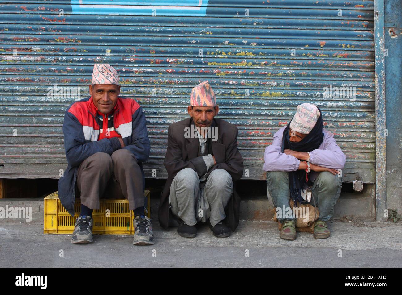 3 November 2019, Mussoorie, Uttarakhand, India. Local People sitting on ...