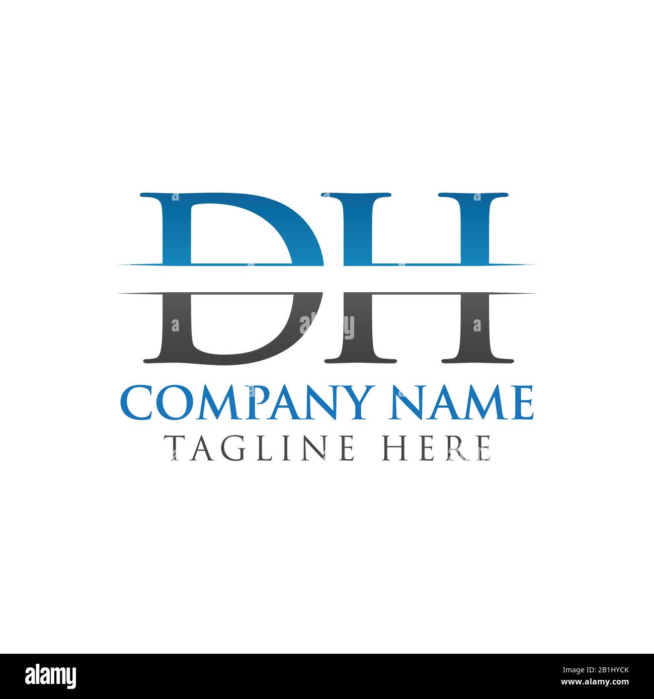 Initial DH Letter Logo Design Vector With Blue and Grey Color. DH Logo ...