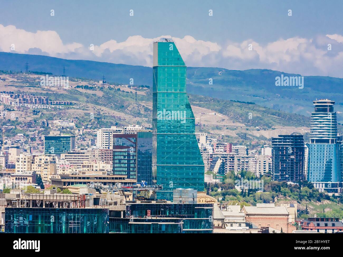 Tbilisi: Millennium Hotel and Radisson Blu Hotel, view from Sololaki Hill. Georgia Stock Photo ...