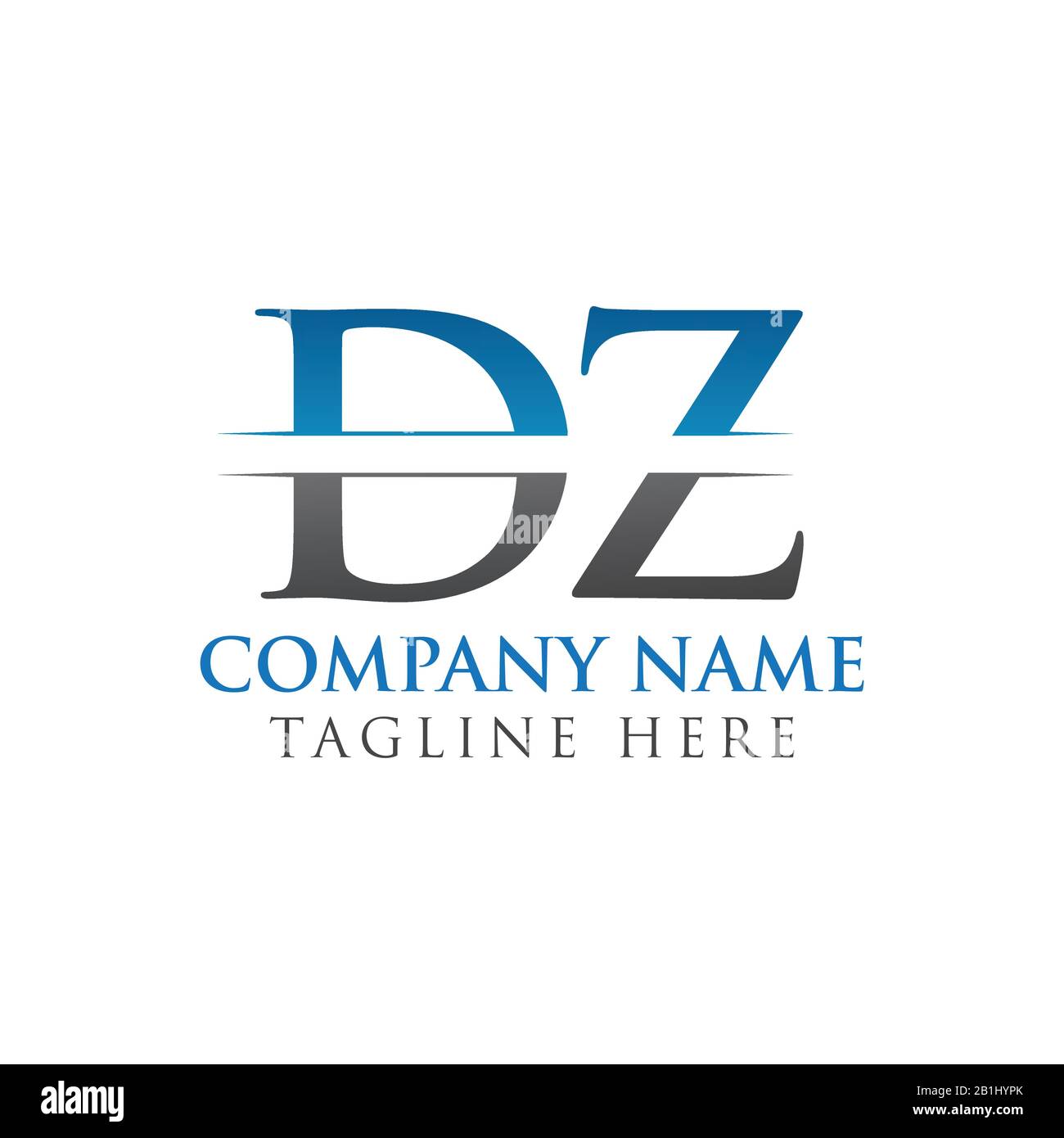 Initial DZ Letter Logo Design Vector With Blue and Grey Color. DZ Logo ...