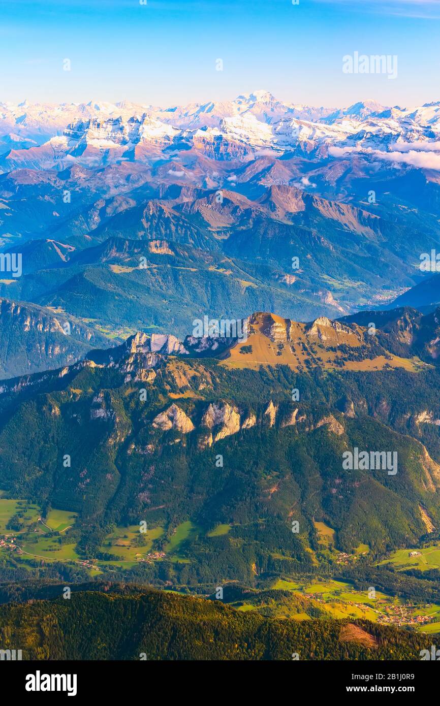 Aerial view of the swiss alps hi-res stock photography and images - Alamy