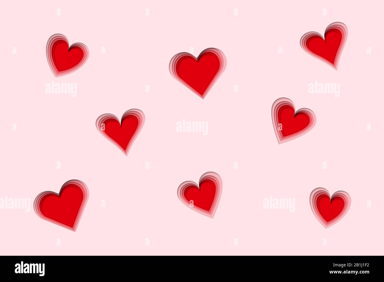 Pink and red various heart paper cut shapes. Vector design layout for ...