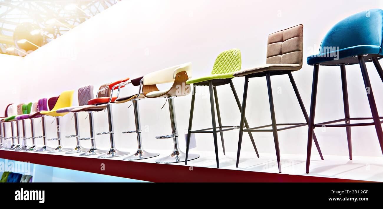 Bar stools in the furniture store Stock Photo - Alamy